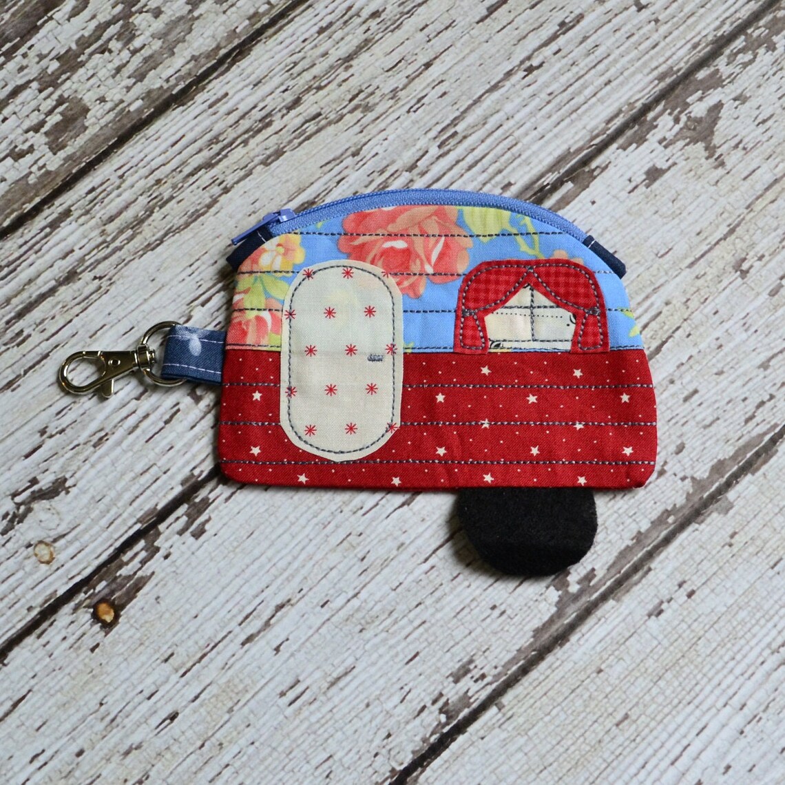 Camper Coin Purse, Embroidered, Fully Lined, Lobster Clasp Clip ...