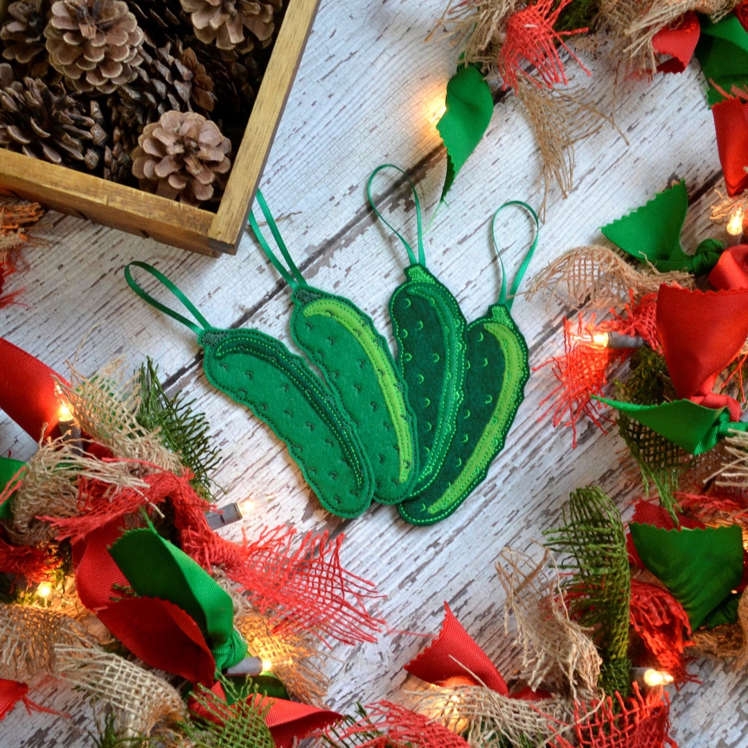 Pickle Felt Ornament, Embroidered, Pickle Ornament, Green Pickle, Felt ...