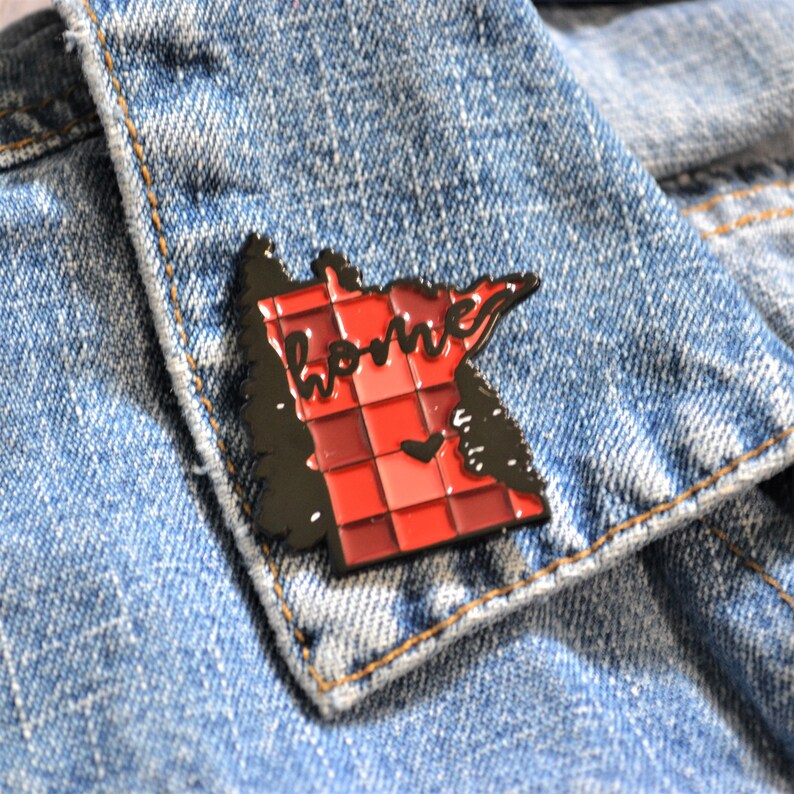 Ready to Ship Minnesota Pin Buffalo Plaid Enamel Pin Cute - Etsy