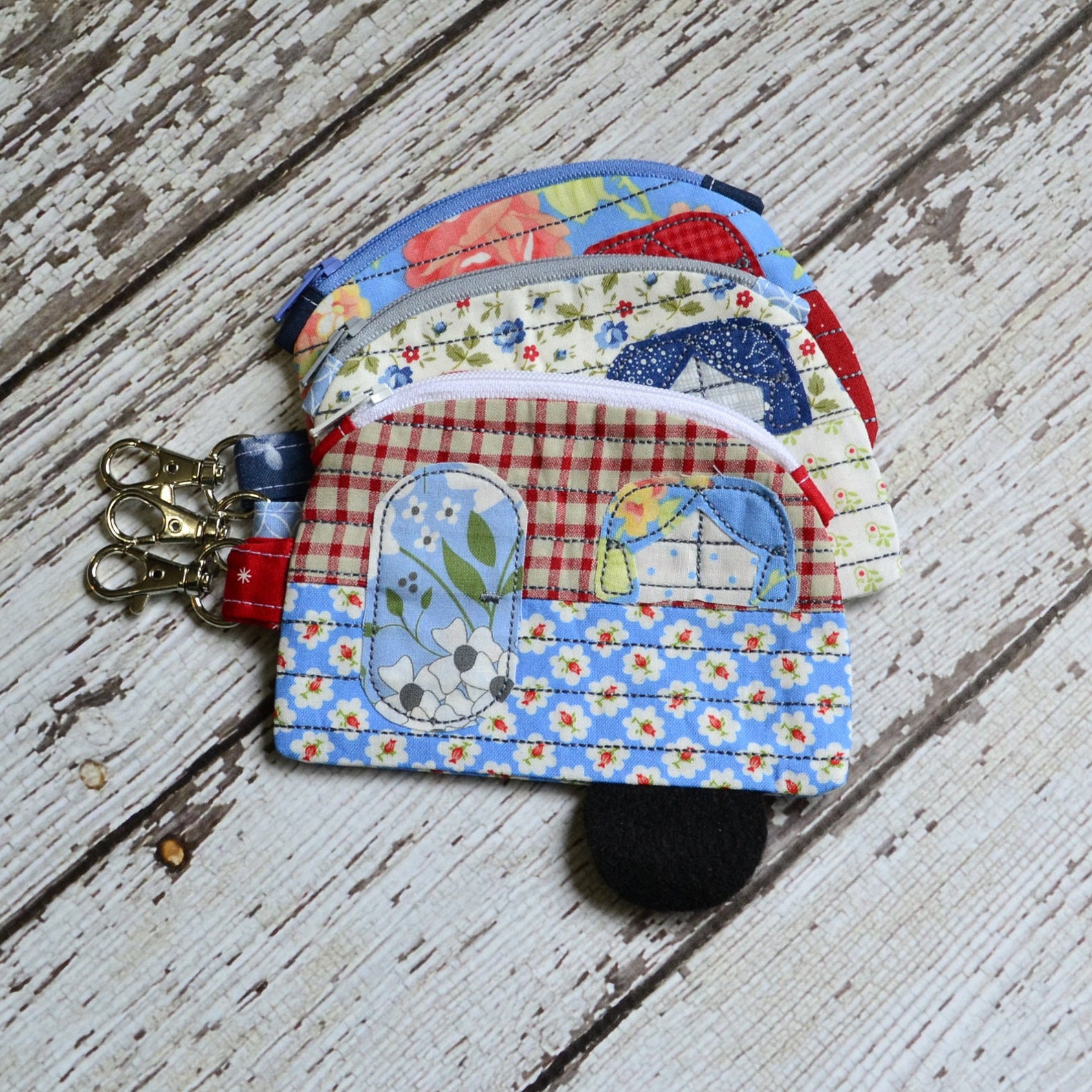 Camper Coin Purse, Embroidered, Fully Lined, Lobster Clasp Clip ...
