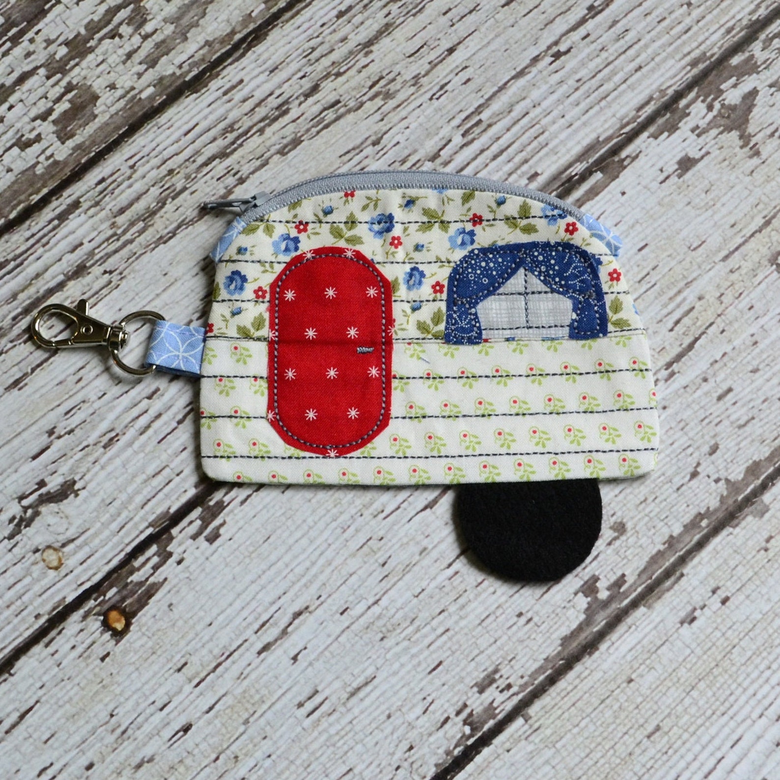 Camper Coin Purse, Embroidered, Fully Lined, Lobster Clasp Clip ...