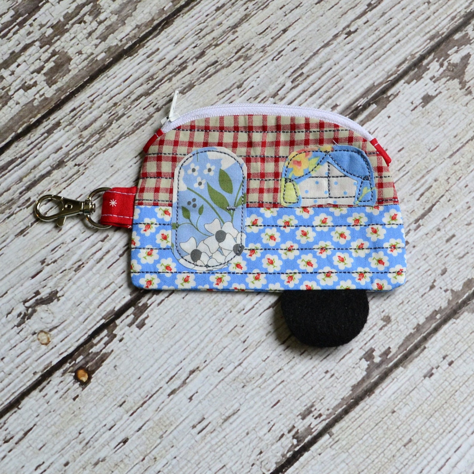 Camper Coin Purse, Embroidered, Fully Lined, Lobster Clasp Clip ...