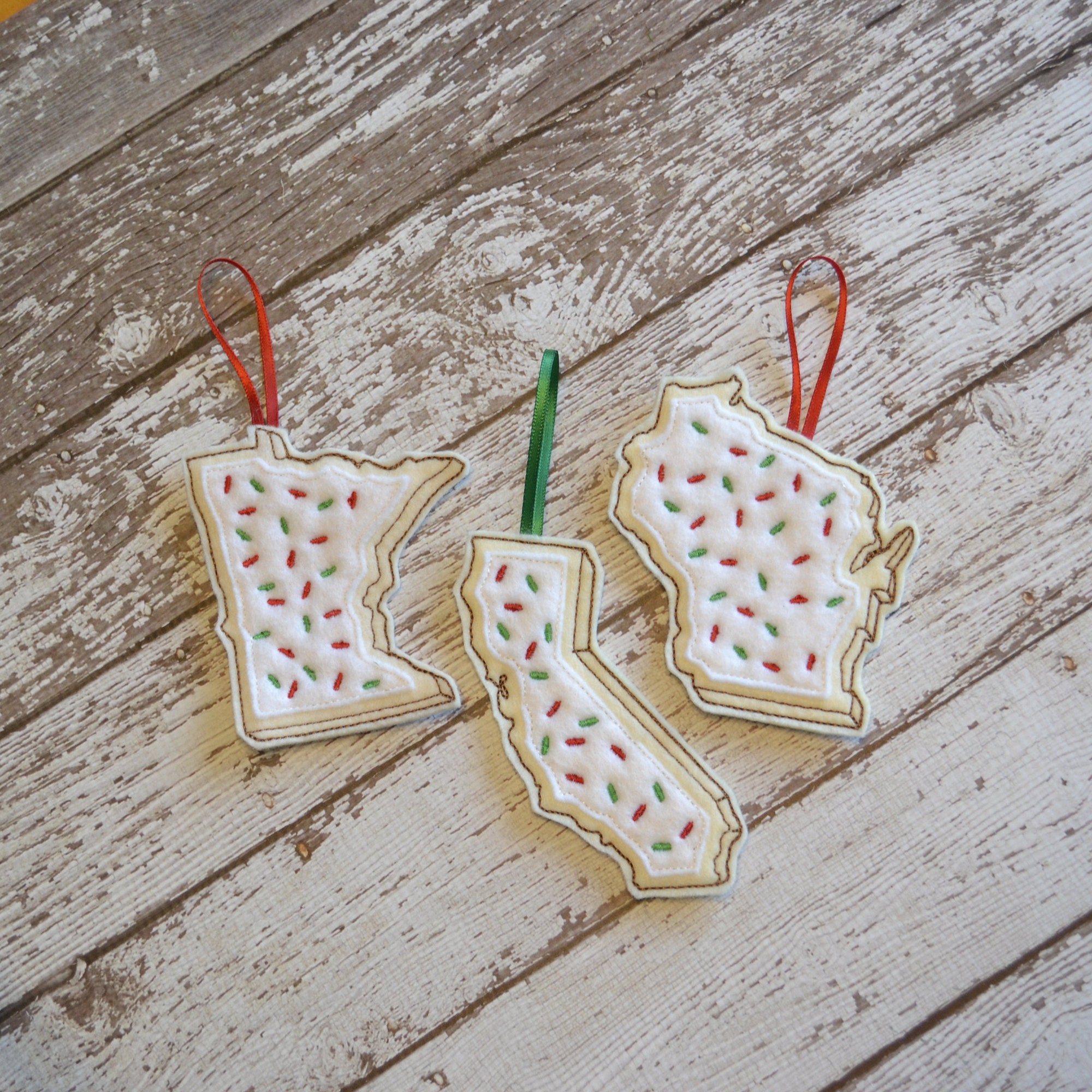 Embroidered State Cookie Felt Ornament, 50 States Available ...