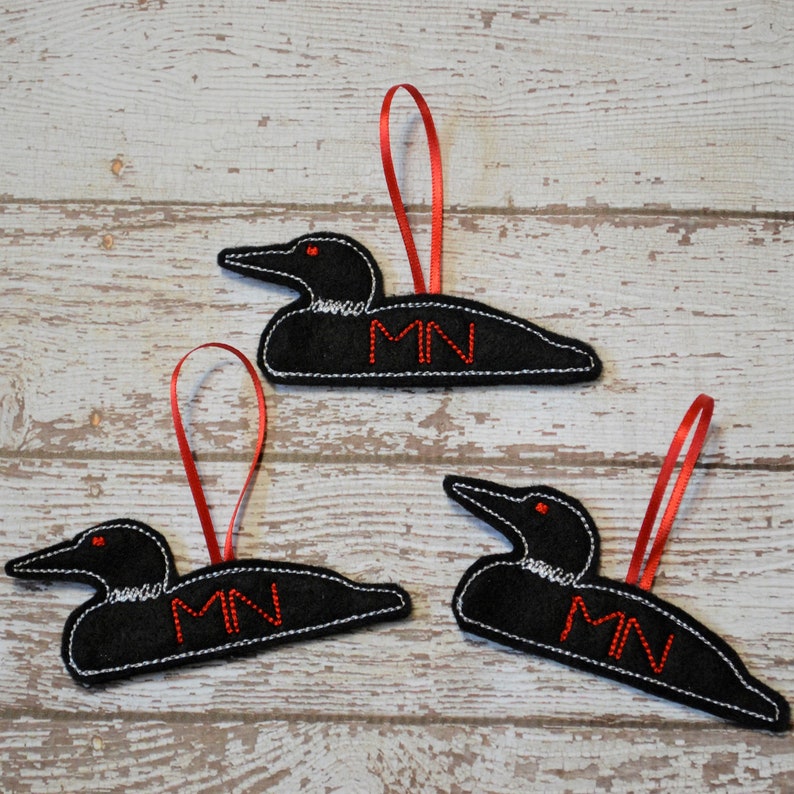 Minnesota Loon Felt Ornament - Embroidered Felt Hanging Decor - Etsy