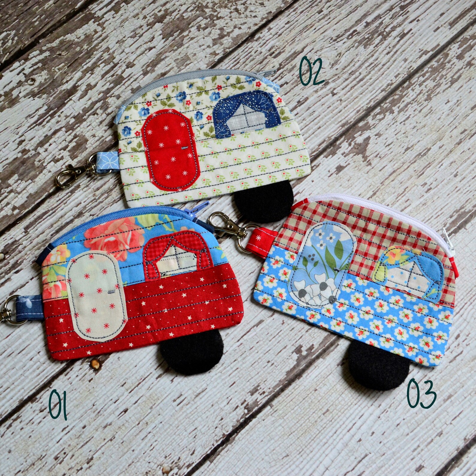 Camper Coin Purse, Embroidered, Fully Lined, Lobster Clasp Clip ...