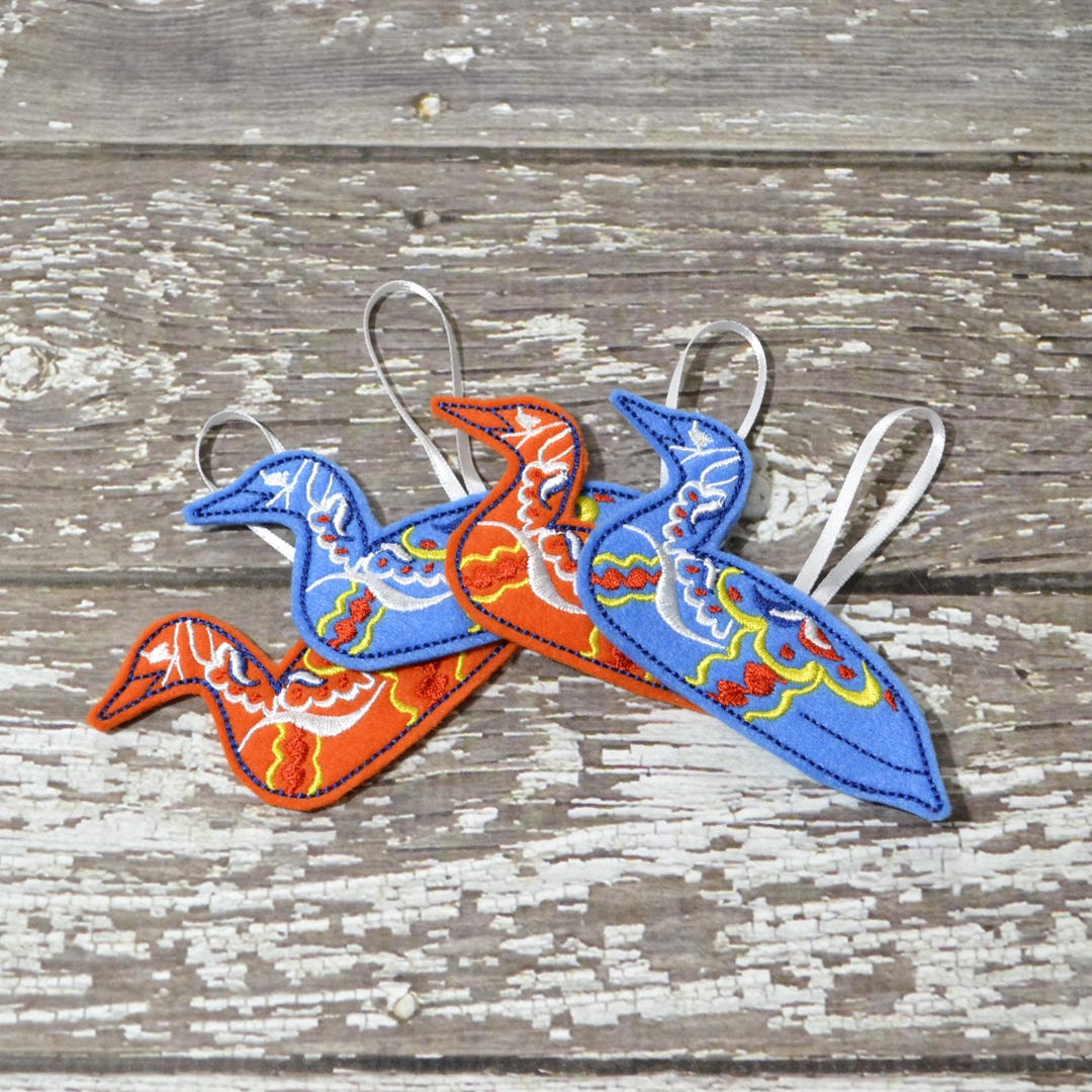 Dala Loon Felt Ornament, Embroidered, Scandinavian Gift, Orange or Blue ...
