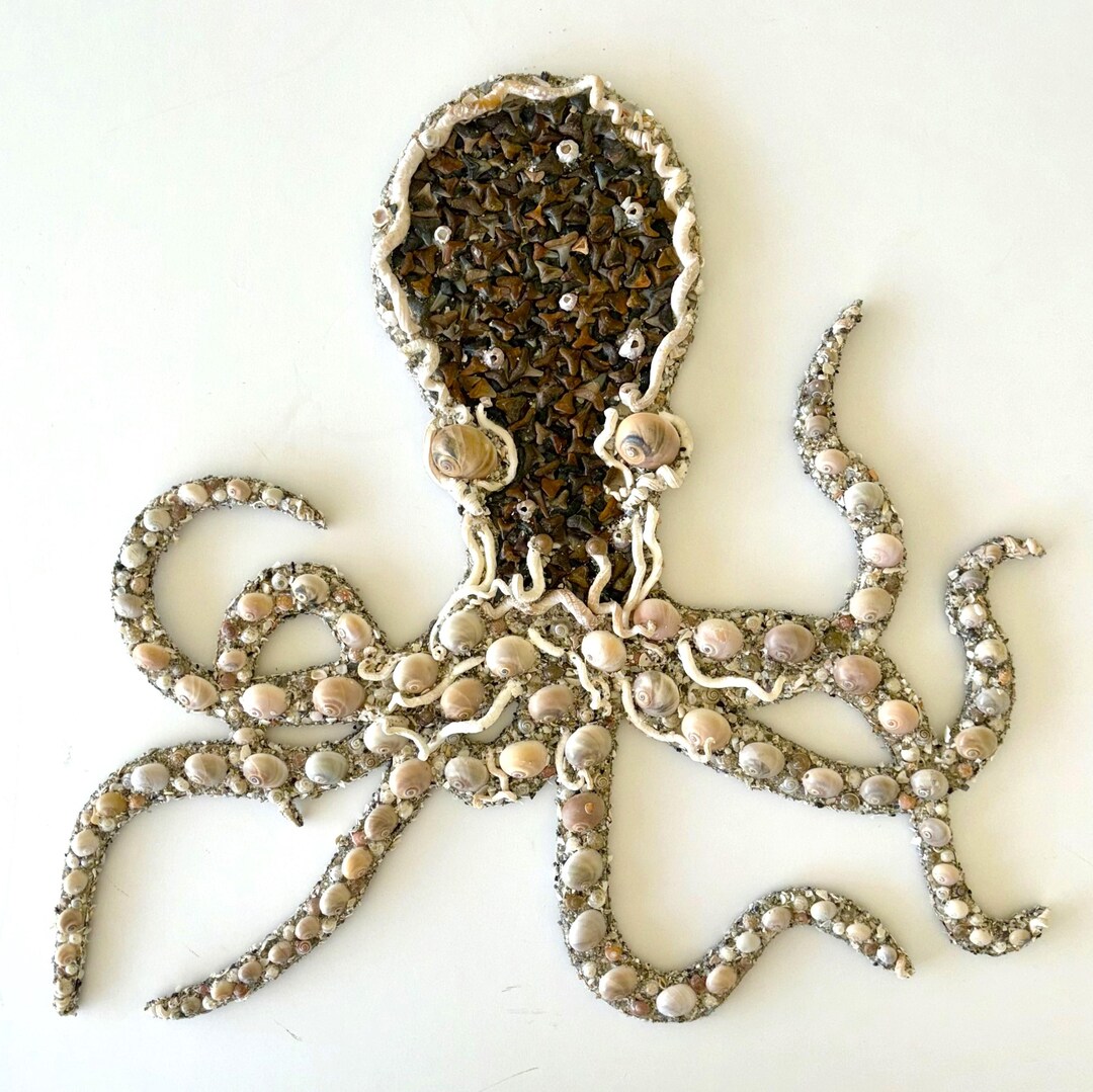 21" Seashell Shell Encrusted Octopus Wall Hanging - Etsy