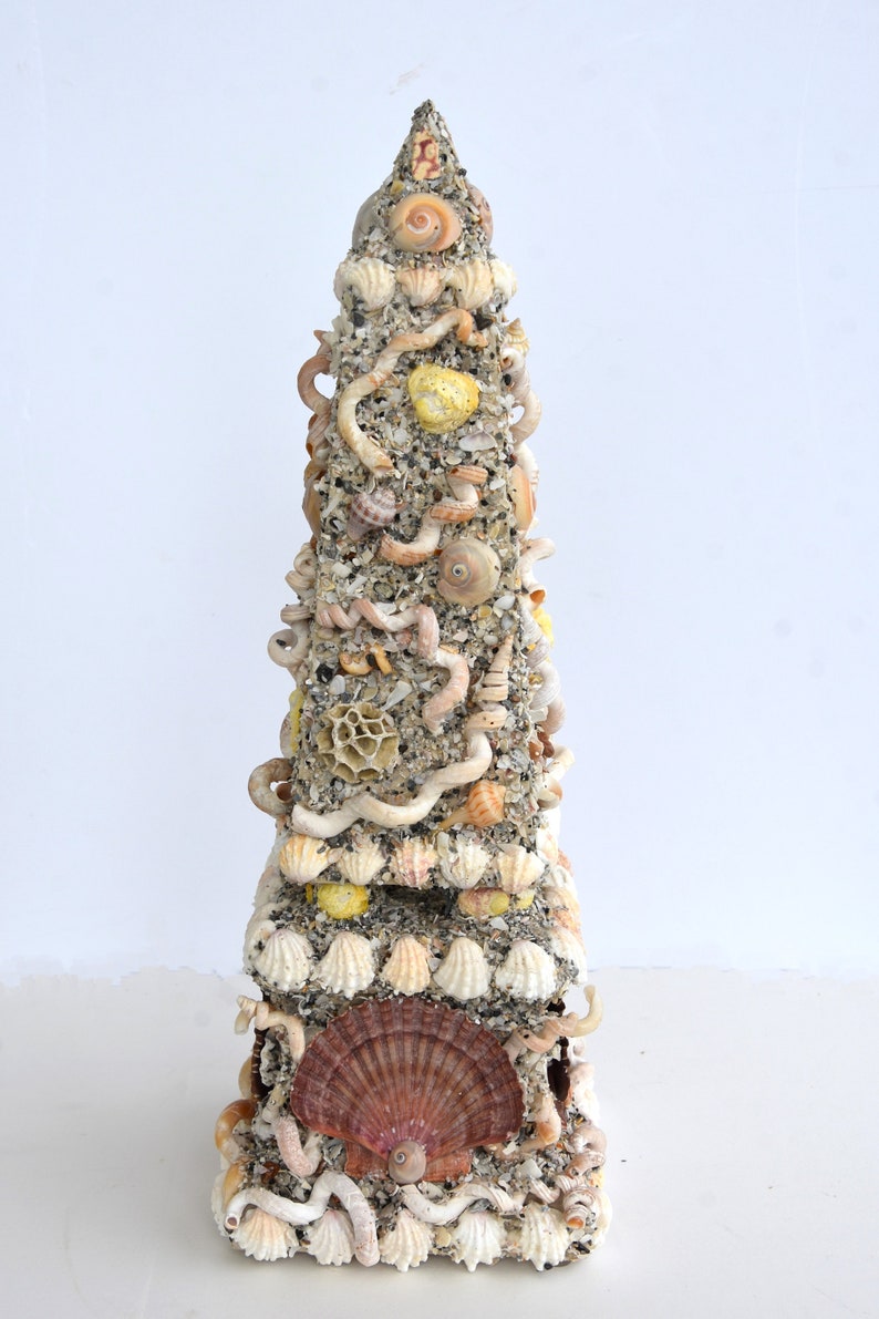 15 1/2" Seashell Encrusted Grotto Style Obelisk - Etsy