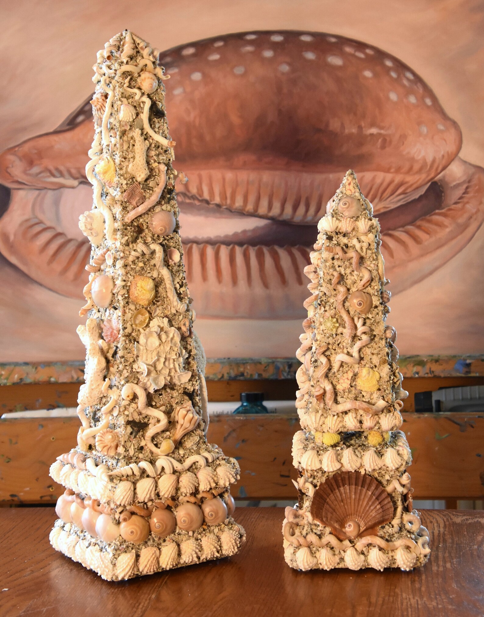 15 1/2" Seashell Encrusted Grotto Style Obelisk - Etsy
