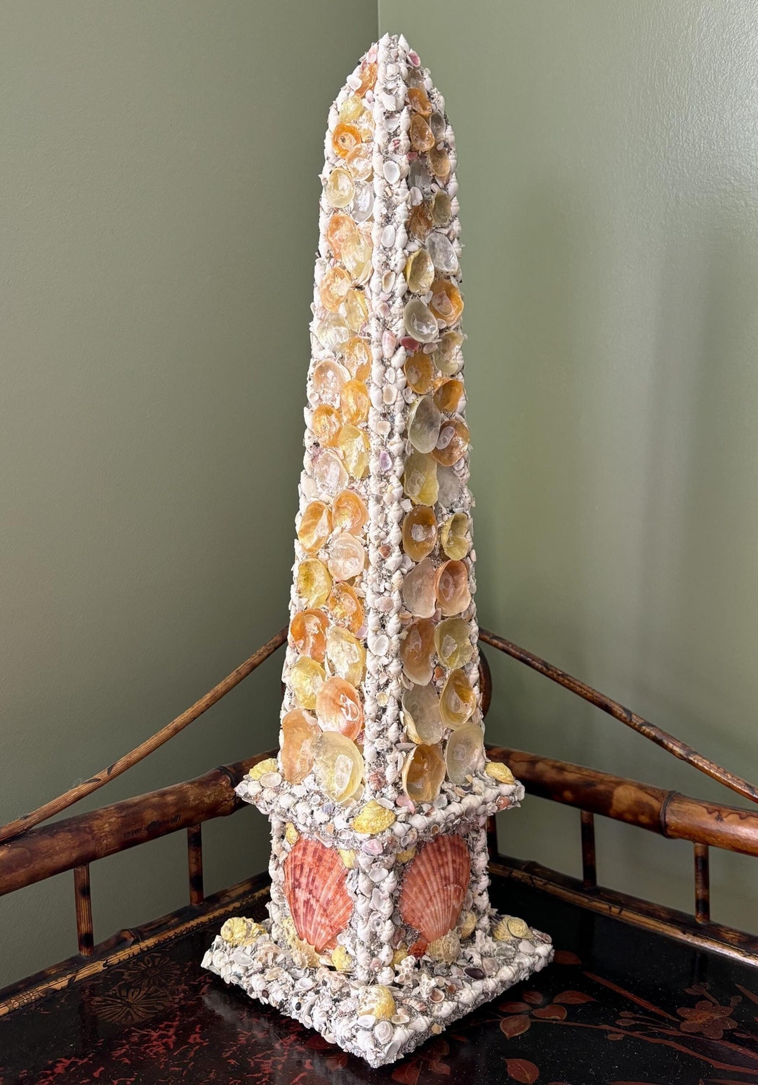 18" Seashell Encrusted Grotto Style Obelisk - Etsy