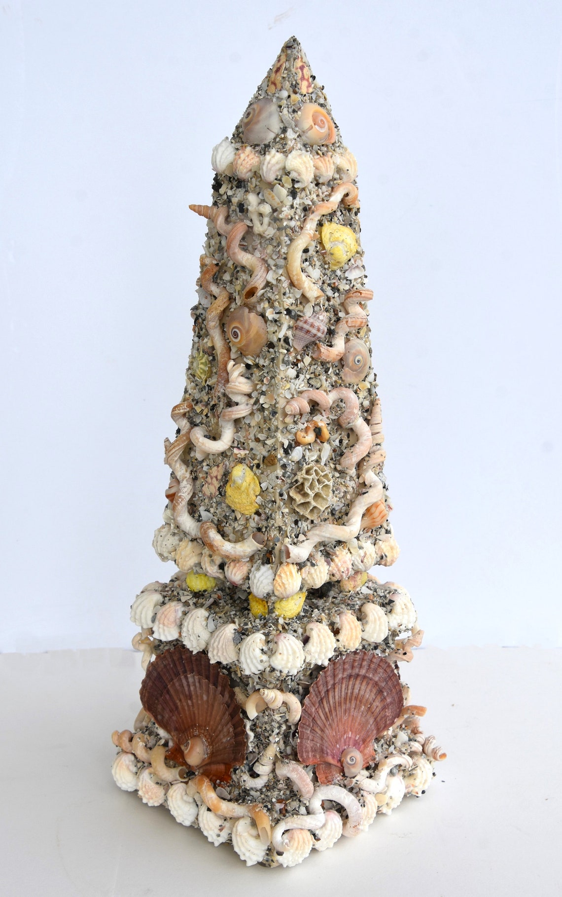 15 1/2" Seashell Encrusted Grotto Style Obelisk - Etsy