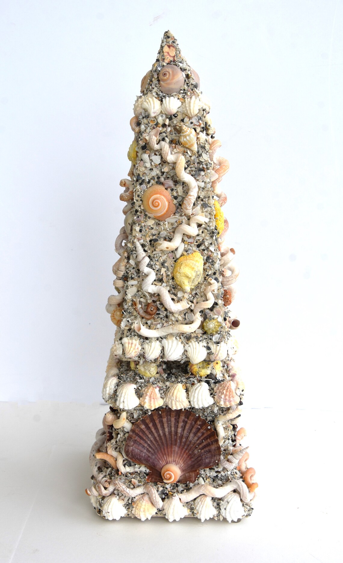 15 1/2" Seashell Encrusted Grotto Style Obelisk - Etsy