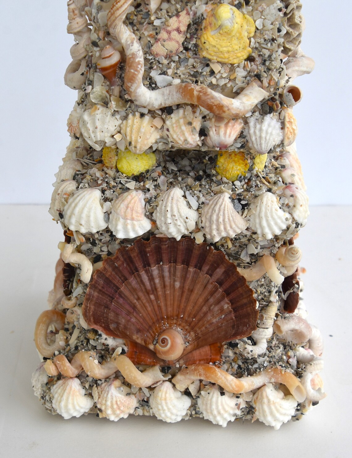 15 1/2" Seashell Encrusted Grotto Style Obelisk - Etsy