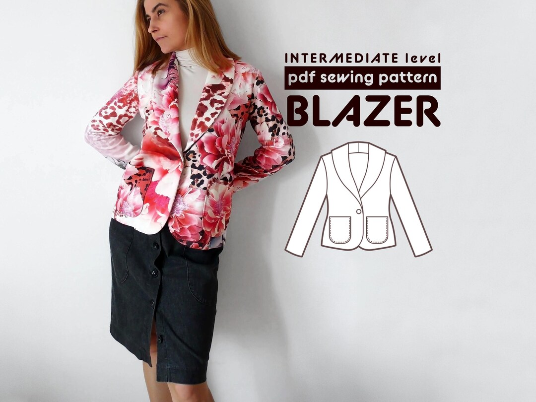 Blazer PDF Sewing Pattern | Out of Knit Fabric| Sizes XS-5XL | With ...