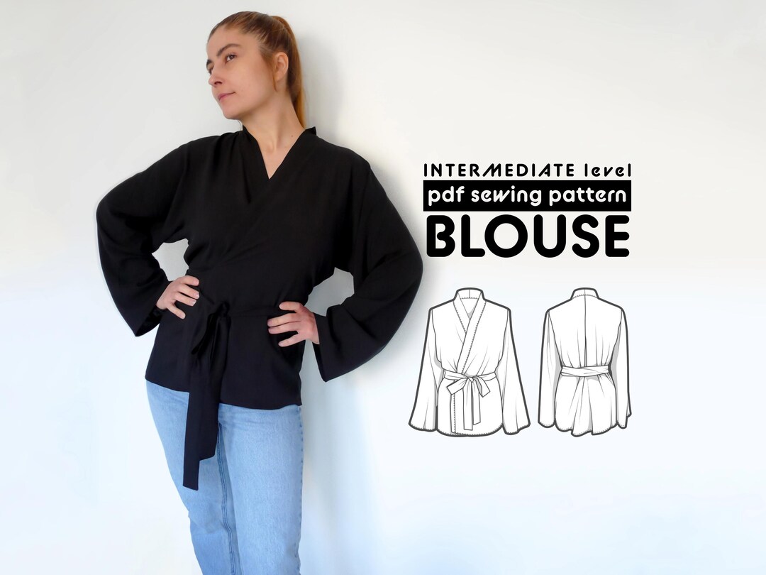 Wrap Blouse PDF Sewing Pattern N. 100 | Kimono-style Silhouette With ...
