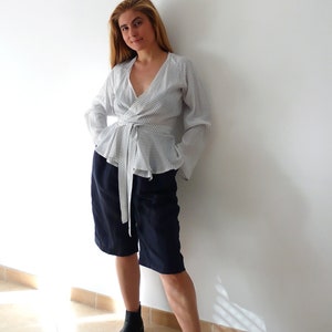 Wrap Blouse PDF Sewing Pattern | Peplum Hem and V-neckline | Includes ...