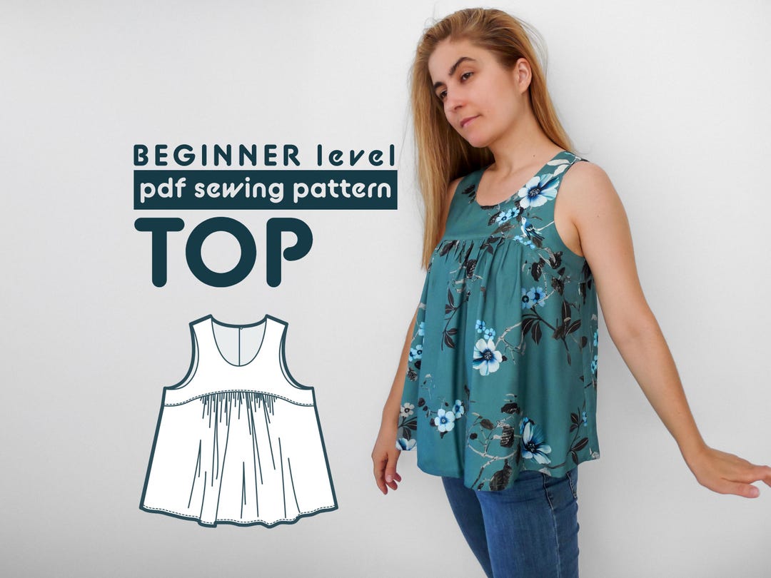 Tank Top PDF Sewing Pattern | With Ruched Front | Sizes 36-64 ...