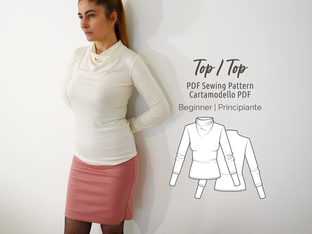 Cowl Neck Top PDF Sewing Pattern for Women N.57A, Sizes XS-XXL - Etsy ...