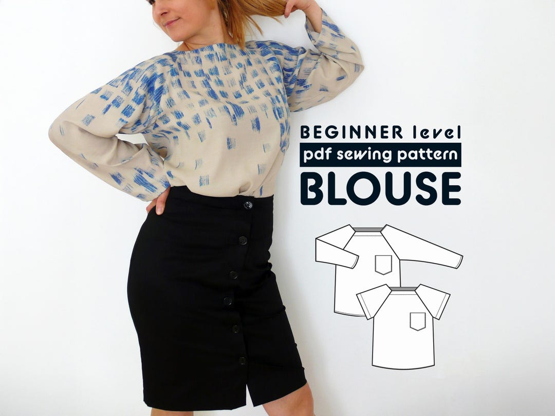 Blouse PDF Sewing Pattern N.77 | Boxy Shape With Long or Short Raglan ...