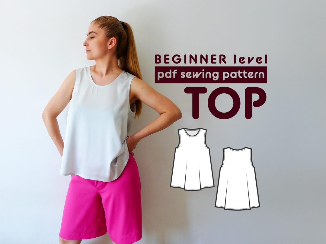 Tank Top PDF Sewing Pattern N.26 | Round Neckline and Sleeveless | With ...
