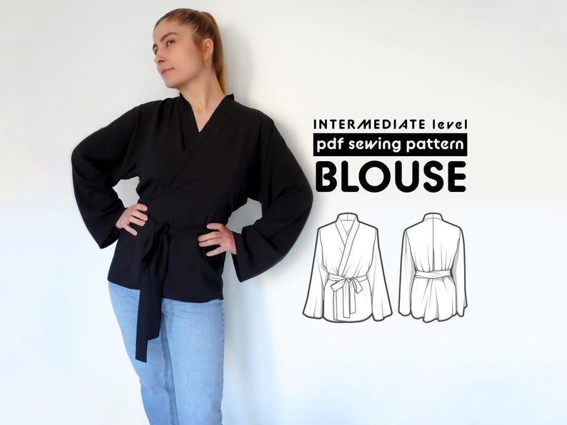 Wrap Blouse PDF Sewing Pattern | Sizes 36-54 | Includes Sewing ...