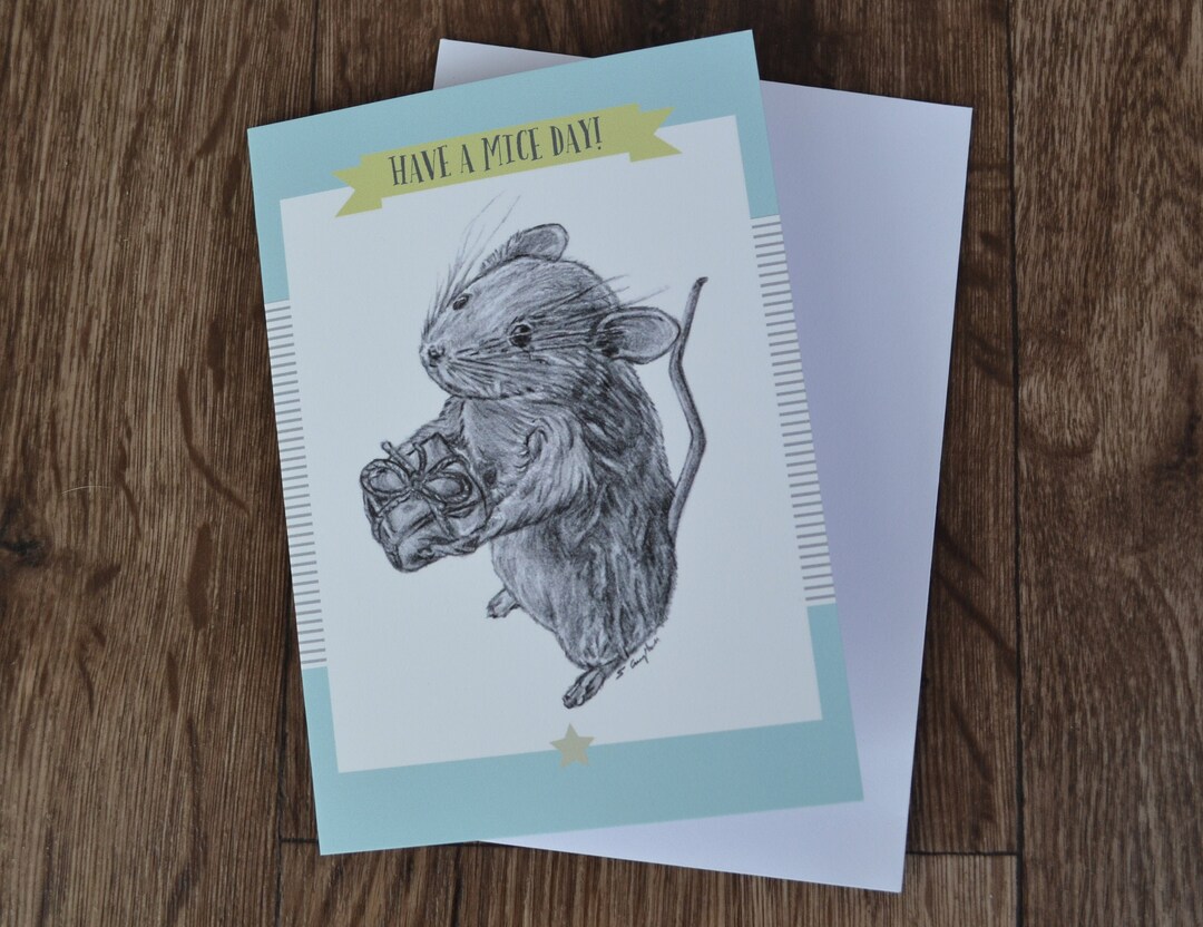 Have A Mice Day Mouse Illustrated Cute A6 Folded Birthday Greeting Card ...