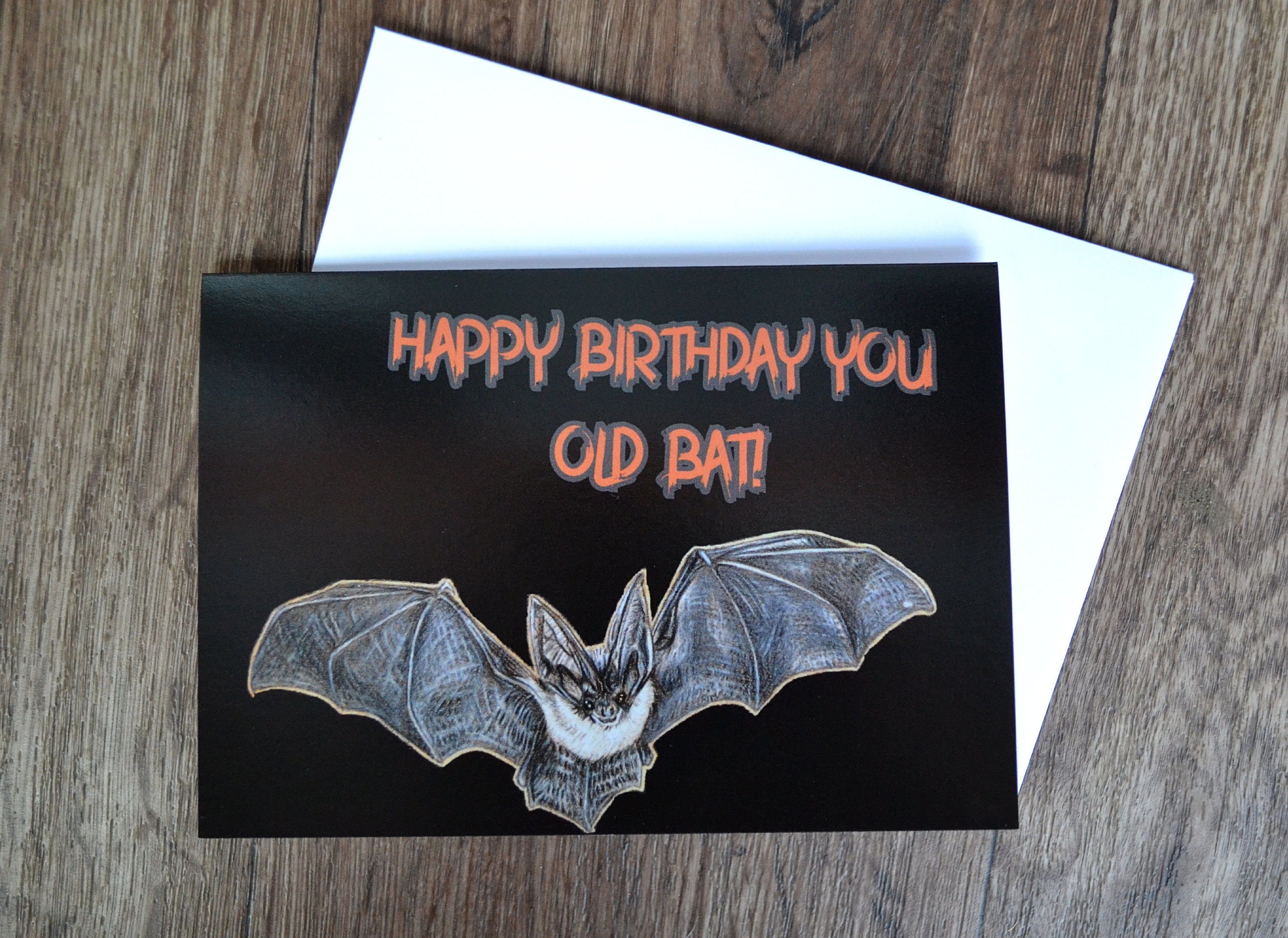 Happy Birthday You Old Bat! Funny Humour Illustrated Gothic Dark A6 ...