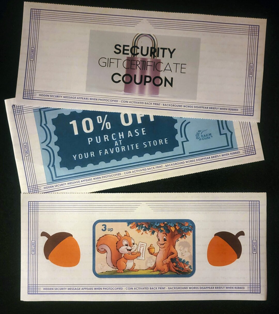 Blank Gift Certificate Coupon Security Paper Secure Rub Anti-scan ...