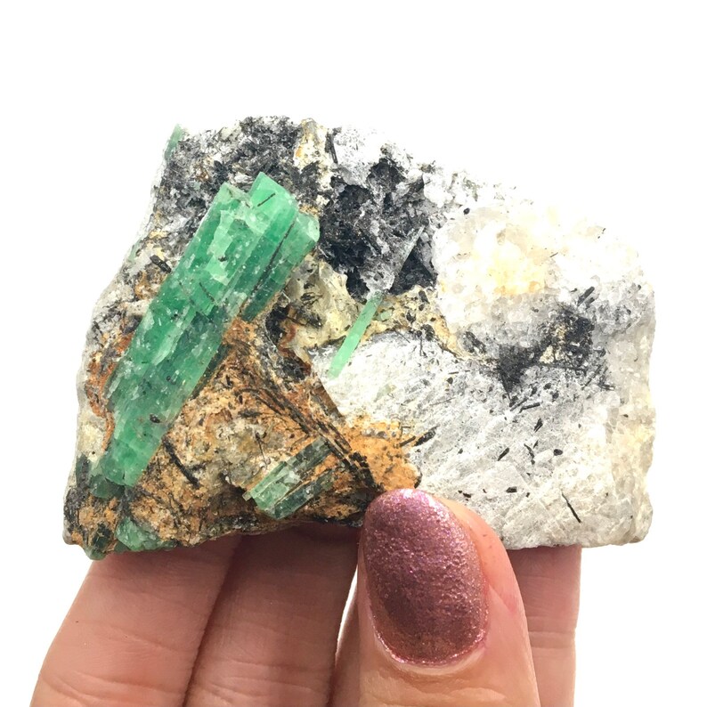 Emerald Schorl Black Tourmaline Green Beryl Quartz Matrix - Etsy