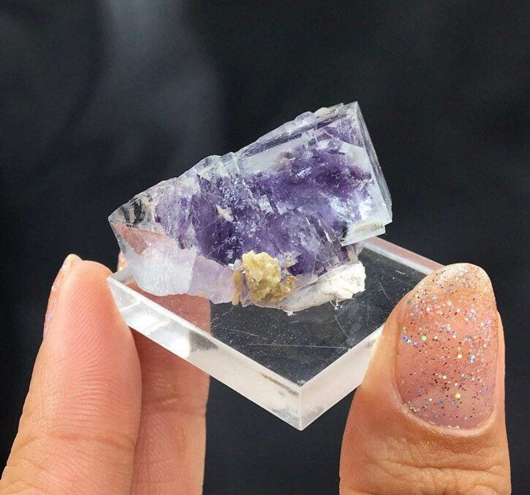Blue Purple Fluorite Cube Cluster: Miniature Mineral Specimen ...
