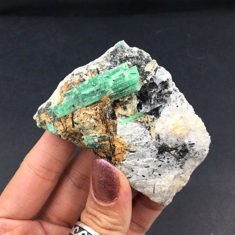 Emerald Schorl Black Tourmaline Green Beryl Quartz Matrix - Etsy