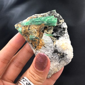 Emerald Schorl Black Tourmaline Green Beryl Quartz Matrix Crystal ...