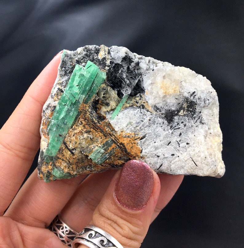 Emerald Schorl Black Tourmaline Green Beryl Quartz Matrix - Etsy