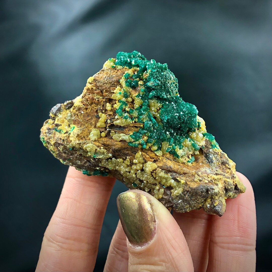 Dioptase Deep Green Mimetite Yellow Crystals Matrix Cluster Rocks and ...