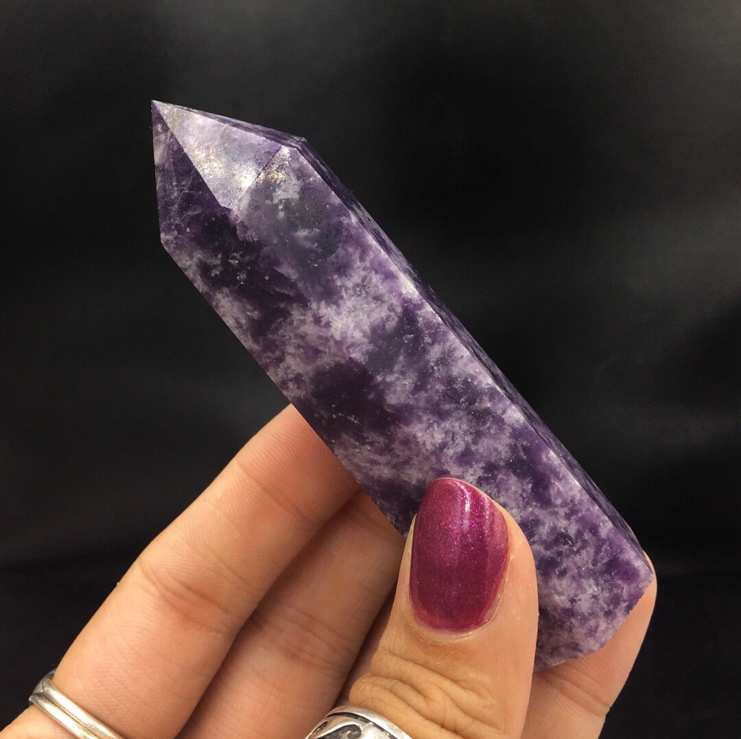 Lepidolite Purple Mica Sparkle Bright Purple Polished Point Tower Rocks ...