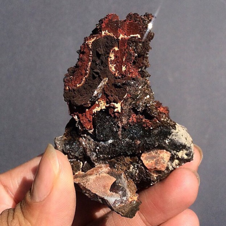 Goethite Needle Iron Ore Red Hematite Ps. Calcite Crystal | Etsy