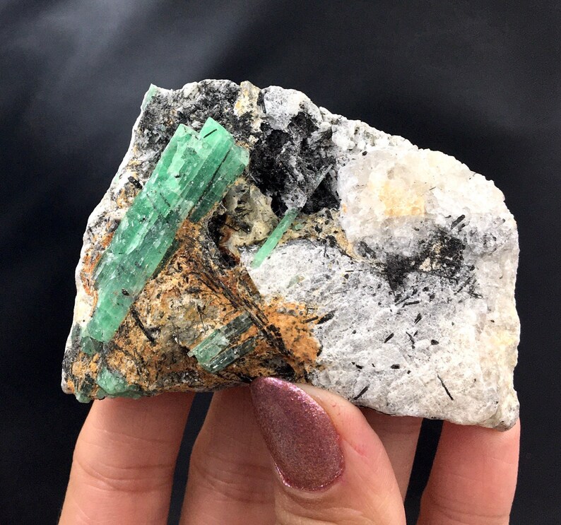 Emerald Schorl Black Tourmaline Green Beryl Quartz Matrix - Etsy