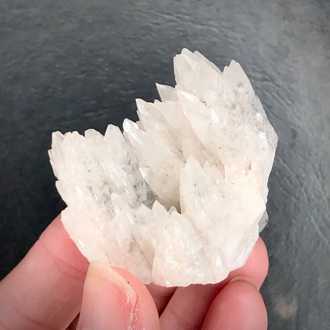 Dogtooth Calcite Cluster: Cream, Pink Fluorescent Mineral Specimen ...