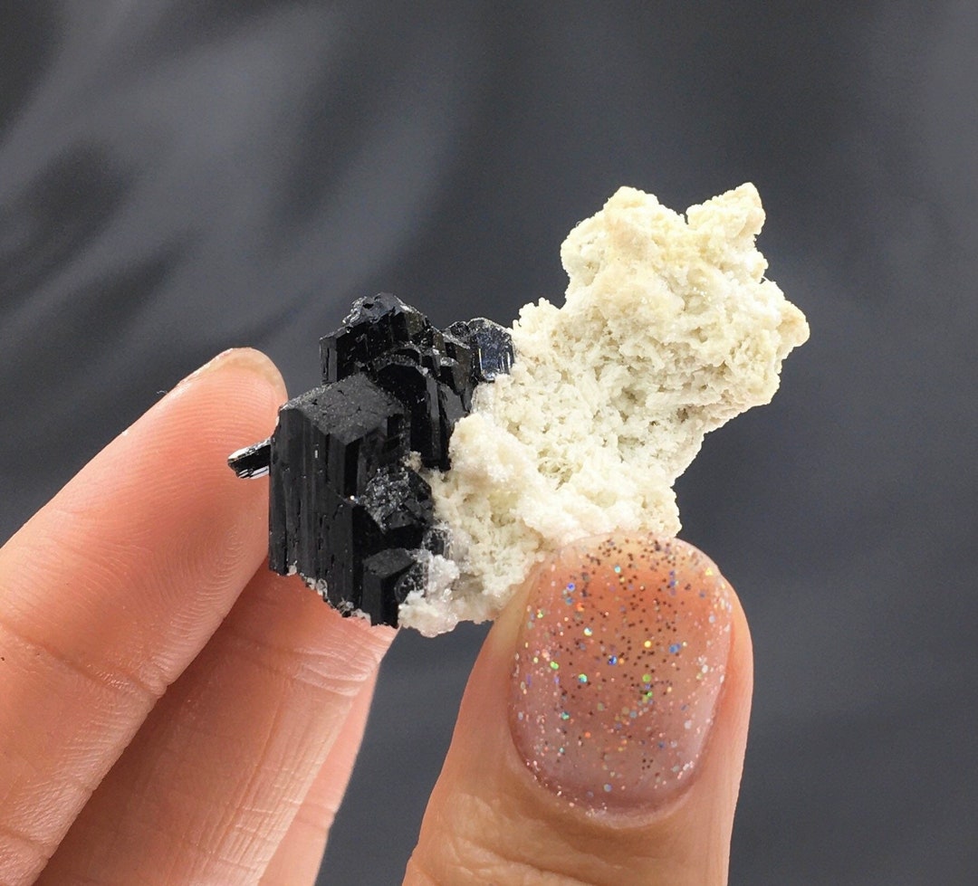 Black Tourmaline Schorl Crystal Cluster With Feldspar, Namibia - Etsy