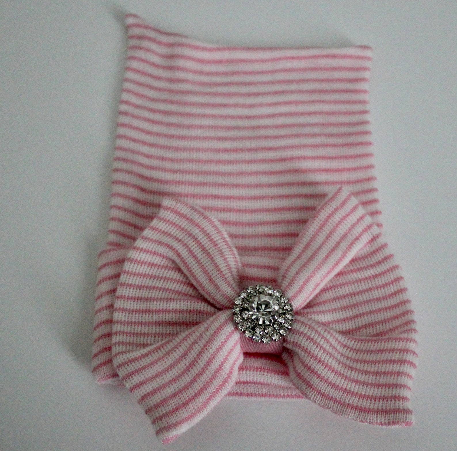 Newborn Beanie Hospital Hat Cotton Pink and White Stripe - Etsy