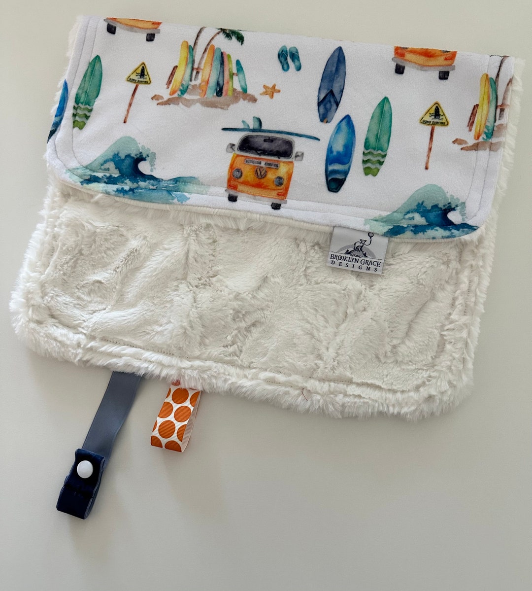 Beach Theme LOVIE Blanket Beach Surf Palm Trees Starfish Camper Bus ...