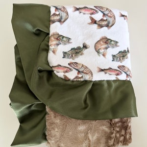 Baby Boy Fish BABY BLANKET Gone Fishing Minky Blanket Freshwater Fish ...