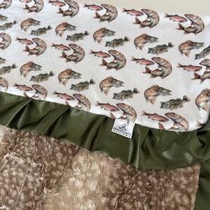 Baby Boy Fish BABY BLANKET Gone Fishing Minky Blanket Freshwater Fish ...