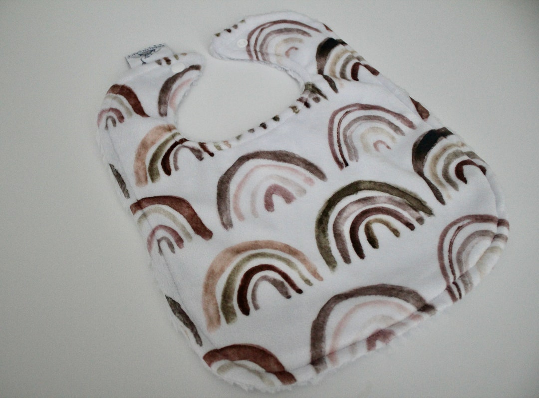 Neutral Boho Rainbow Baby Bib: Minky Chenille, Snap Closure - Etsy