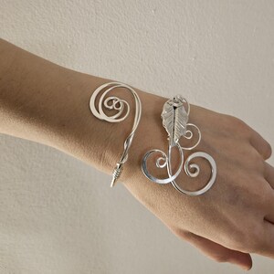 Sterling Silver Plated Leaf Cuff: Elven Wrap Bangle - Etsy UK