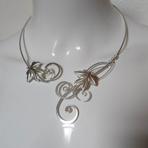 Silver Ivy Necklace, Elven Leaf Statement Collar, Elven Wedding Torc - Etsy