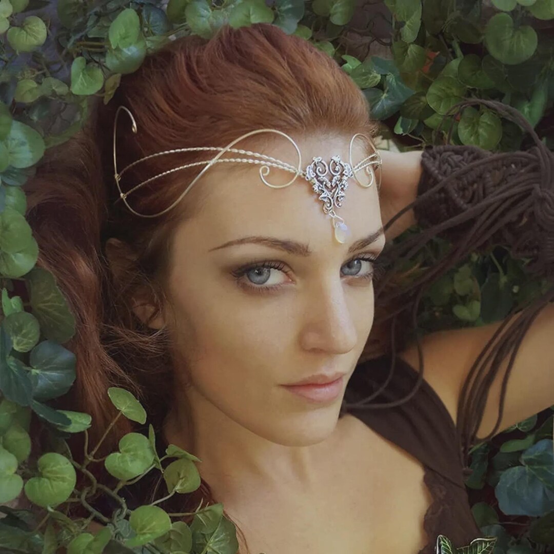Elven Tiara Headpiece, Silver Medieval Circlet, Ren Fair Forest - Etsy
