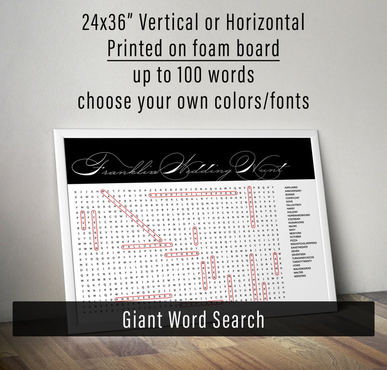 Giant Word Search Sign / Wedding Reception Game Board / - Etsy