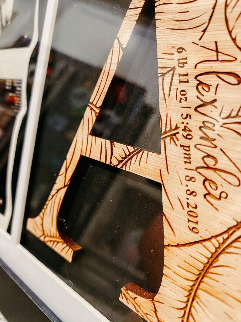 Custom Shadow Box Engraving / Birth Announcement Prop / Wood - Etsy