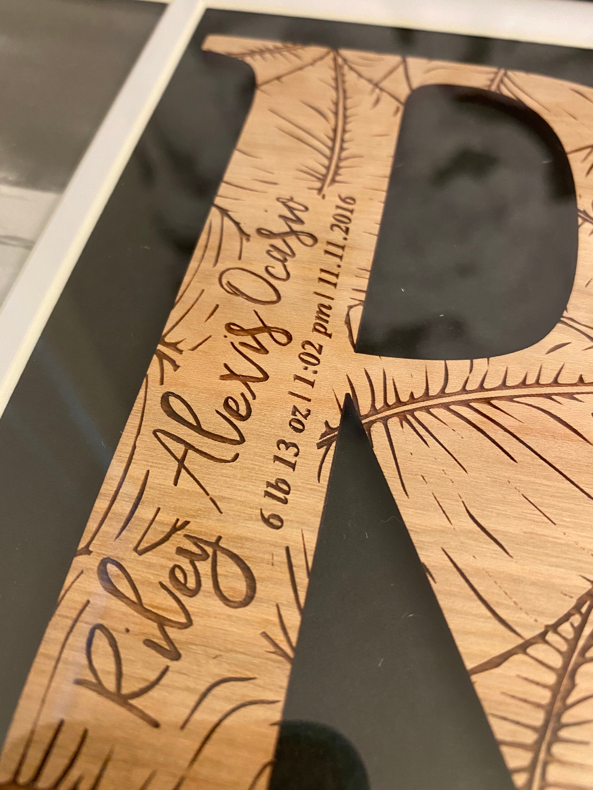 Custom Shadow Box Engraving / Birth Announcement Prop / Wood | Etsy